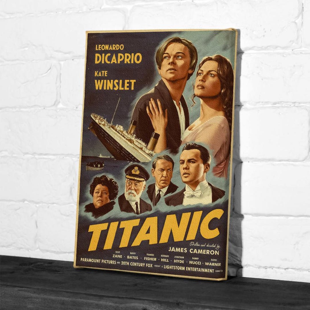 Vintage Titanic 1997 Movie Poster Canvas Print Wall Art, Living for ...
