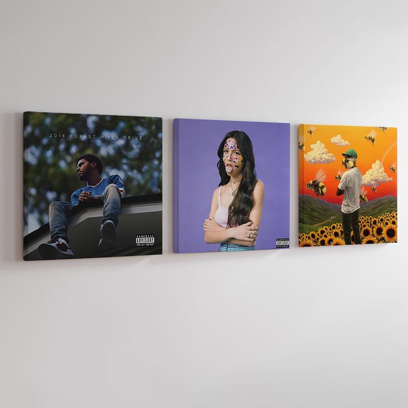 Personalized Album Cover Canvas Set of 3, Custom Spotify Style Print ...