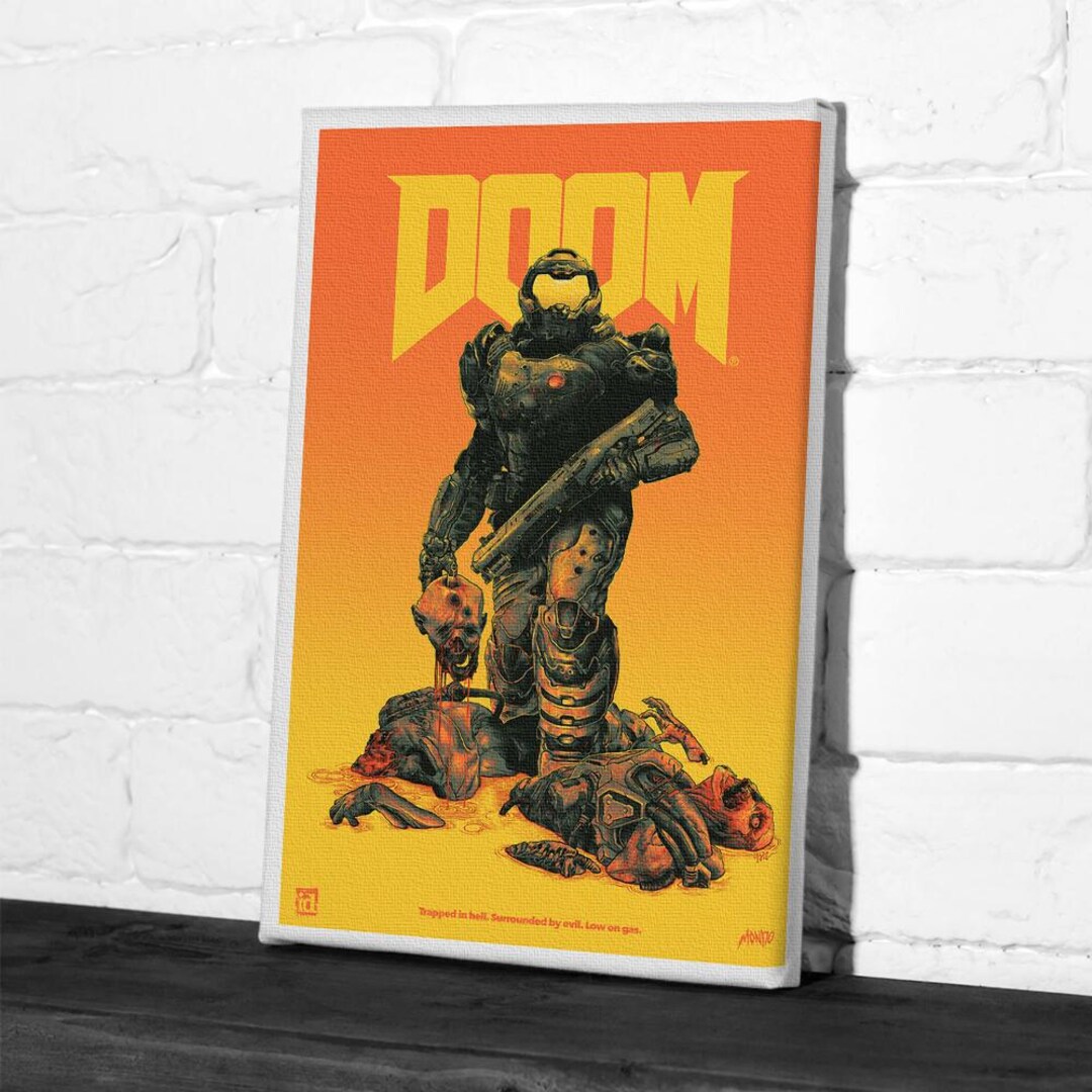 Vintage Doom Game Poster Canvas Print Wall Art, Living for Living Room ...