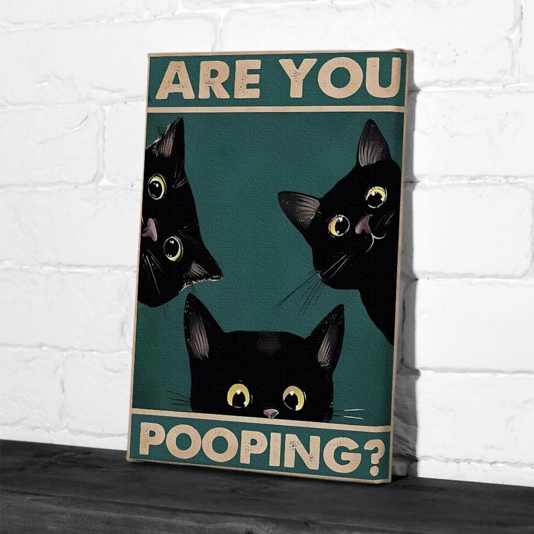 Are You Pooping？art Funny Cat Poster Canvas Print Wall Art, Living for ...