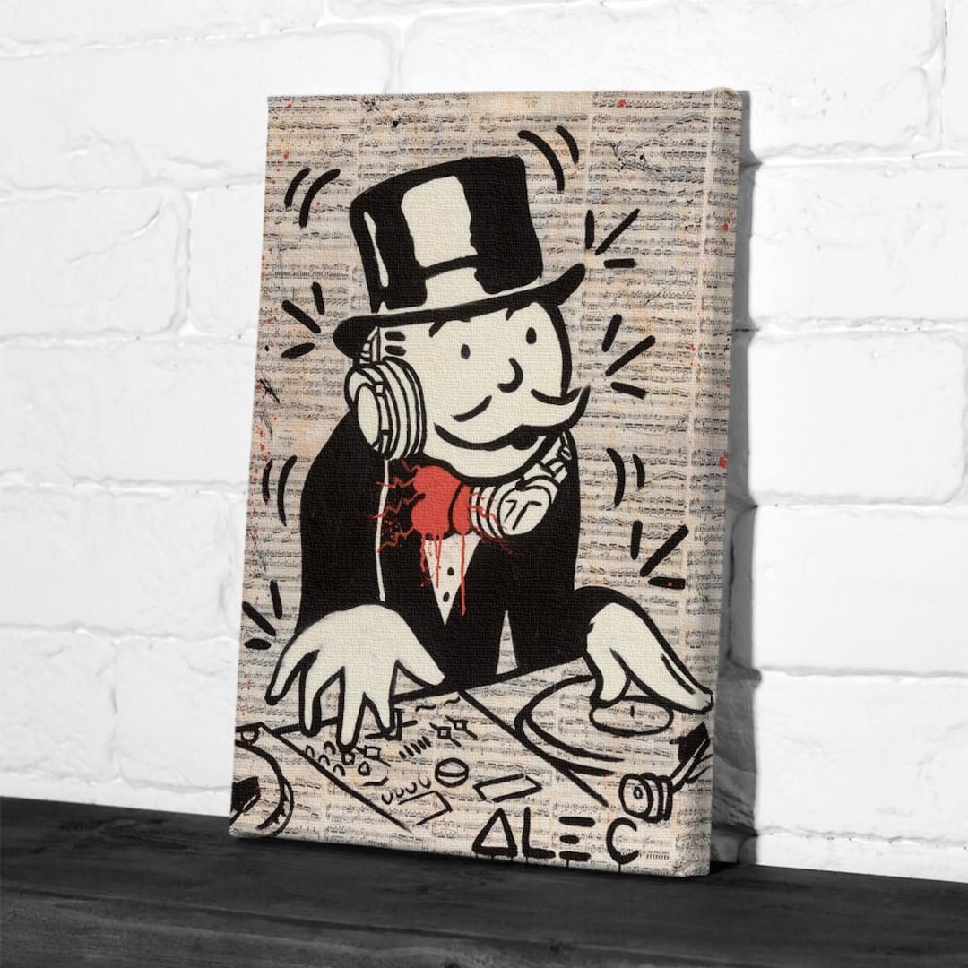Alec Monopoly DJ Graffiti Art Poster Canvas Print Wall Art, Living for ...