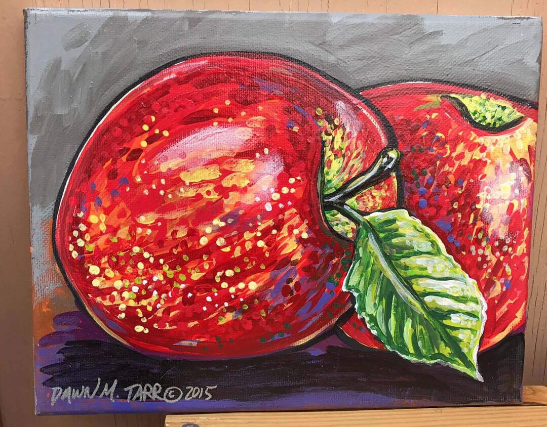 Manzanas rojas pintura original arte artista obra de arte - Etsy España