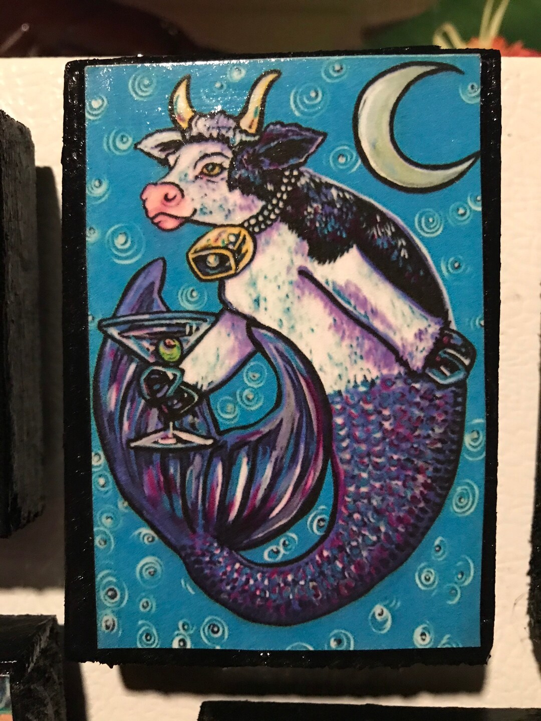 Moo Maid With Moo Tini Martini Cow Magnet Created From Print - Etsy