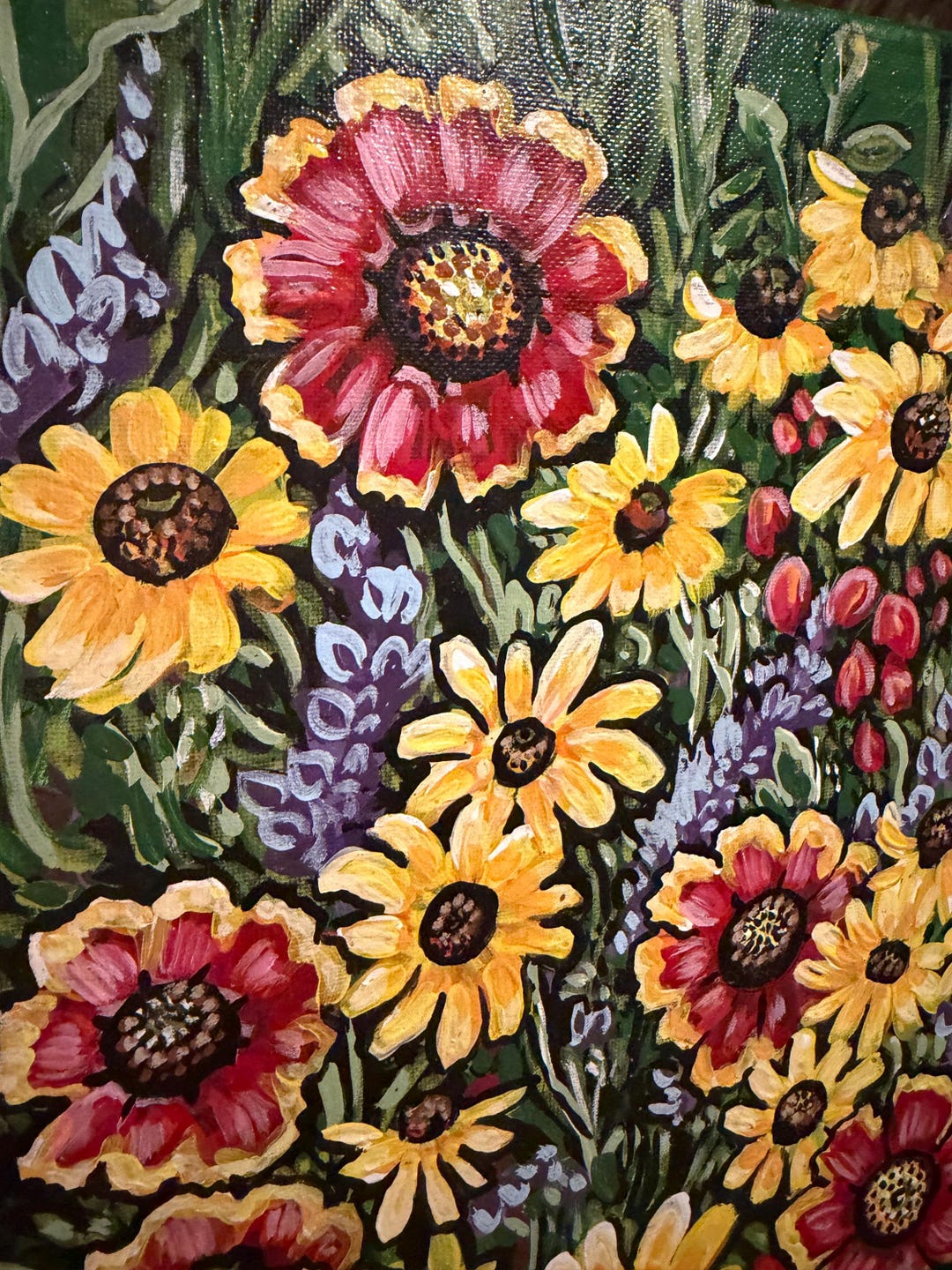 Wildflowers Original Painting on Stretched Canvas With Finished Painted ...