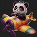Panda Flying Plane Png, Cartoon Panda Digital Png, Cute Animal Pilots ...