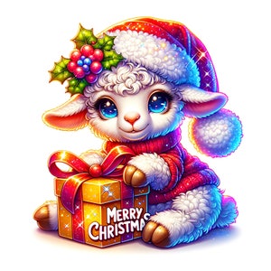 Cute Animal Christmas Clipart - Set of 13, Merry Christmas Detailed ...