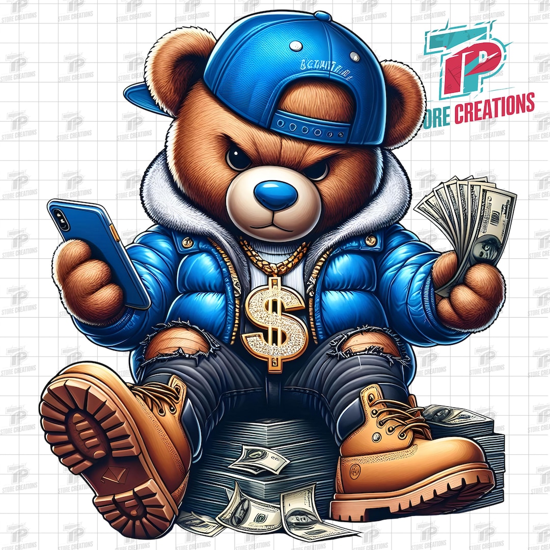Rich Money Bear PNG, Gangster Bear PNG, Hip Hop Teddy Bear Png, Money ...