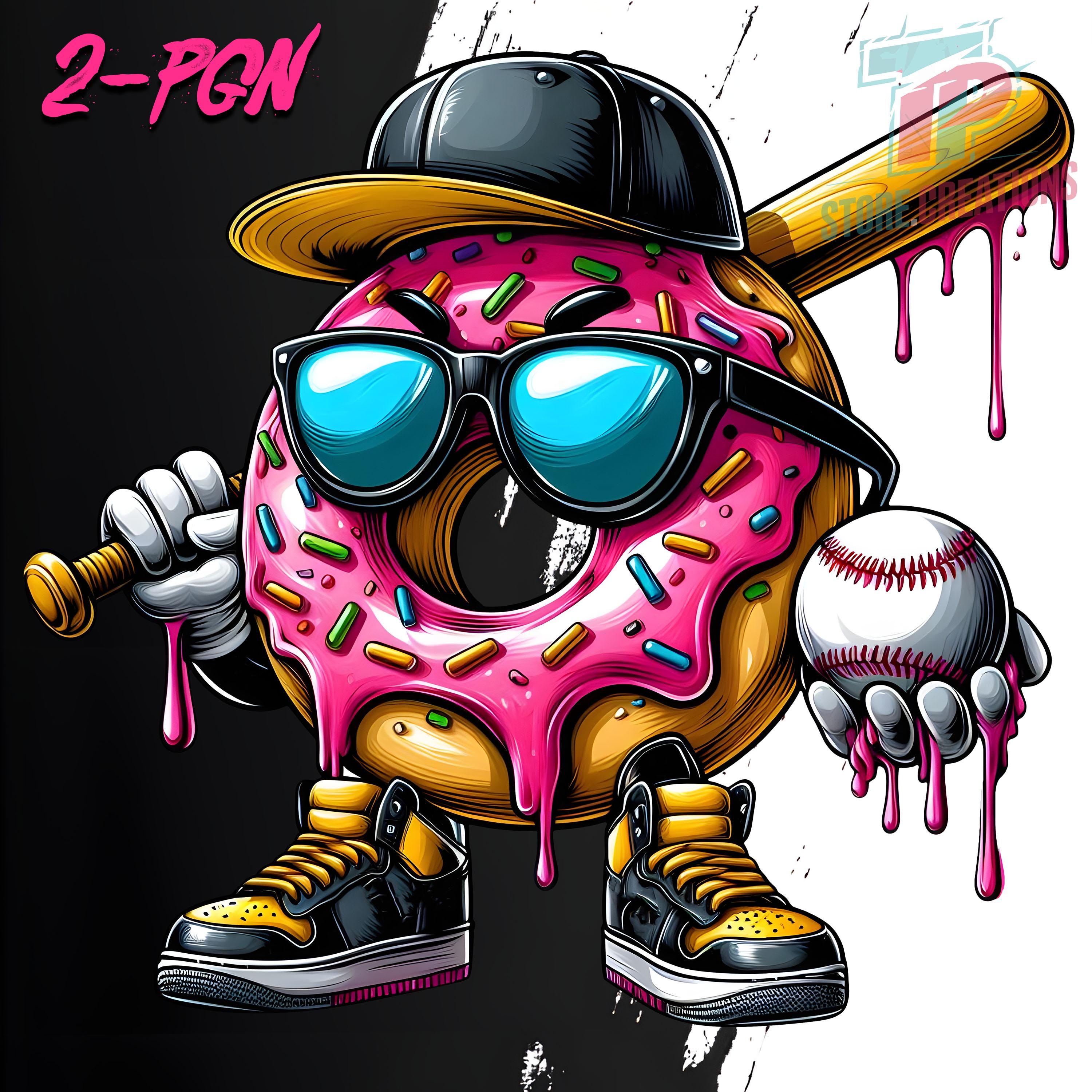 Baseball Donut PNG, Cool Donut Character With Baseball Png & Baseball ...