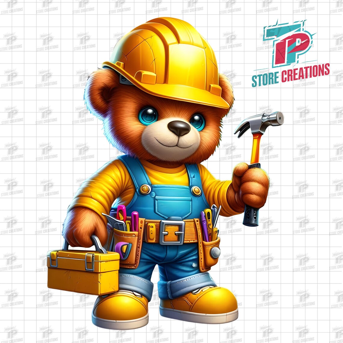 Fix Teddy Bear With Tools PNG, Cute Repair Bear Png, Builder Teddy Bear ...
