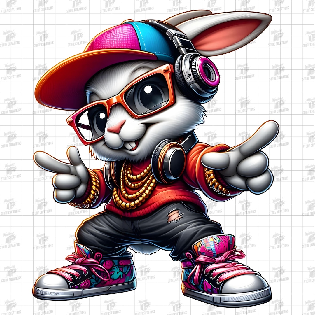 Hip Hop Rabbit PNG, Cool Bunny in Hip Hop Style, Graffiti Hip-hop Bunny ...