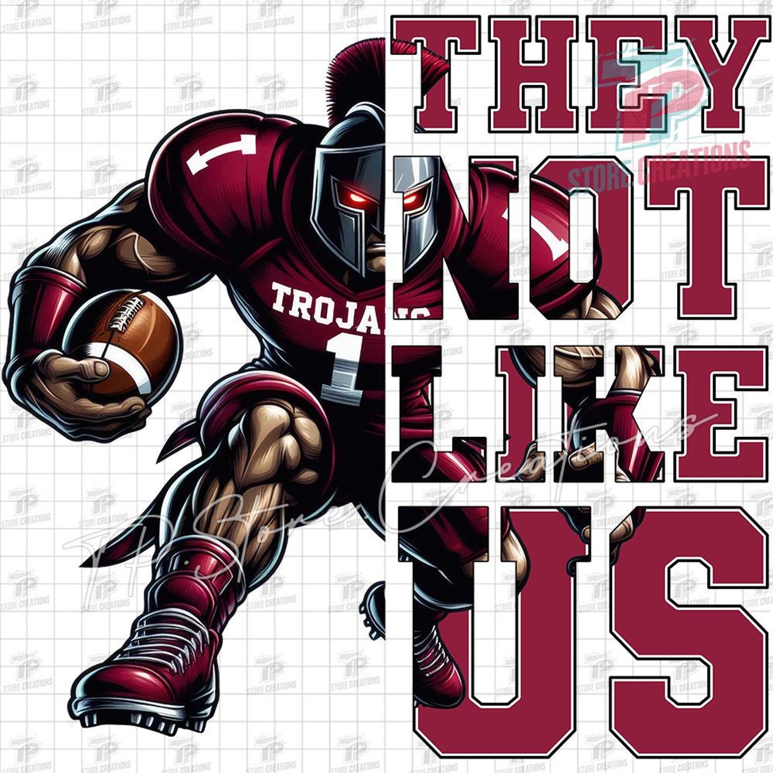 Trojan They Not Like Us Png, Trojan Football Mascot PNG, Playoff Shirt ...
