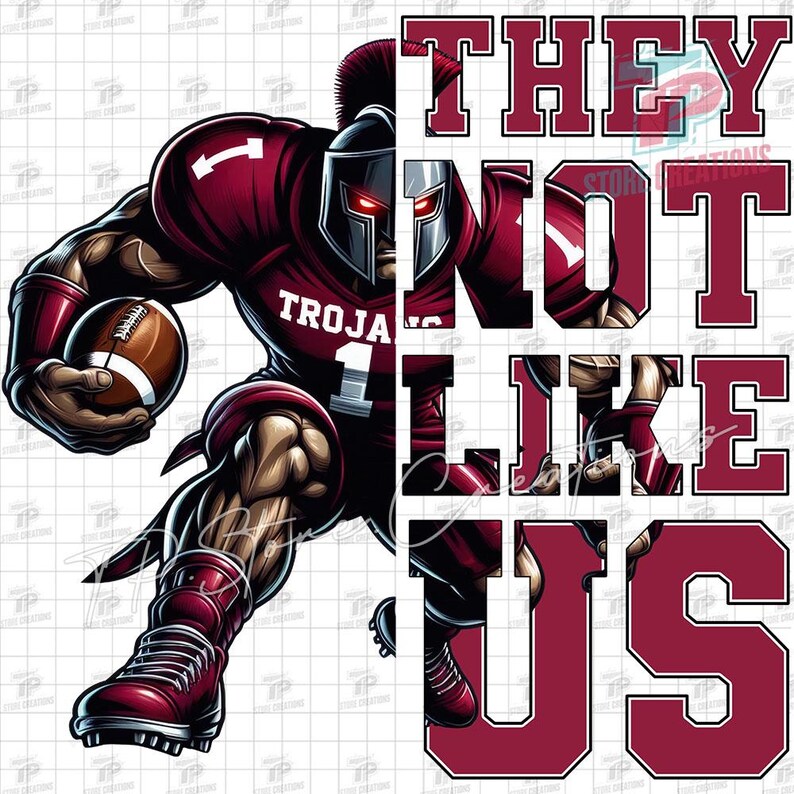 Trojan They Not Like Us Png, Trojan Football Mascot PNG, Playoff Shirt ...