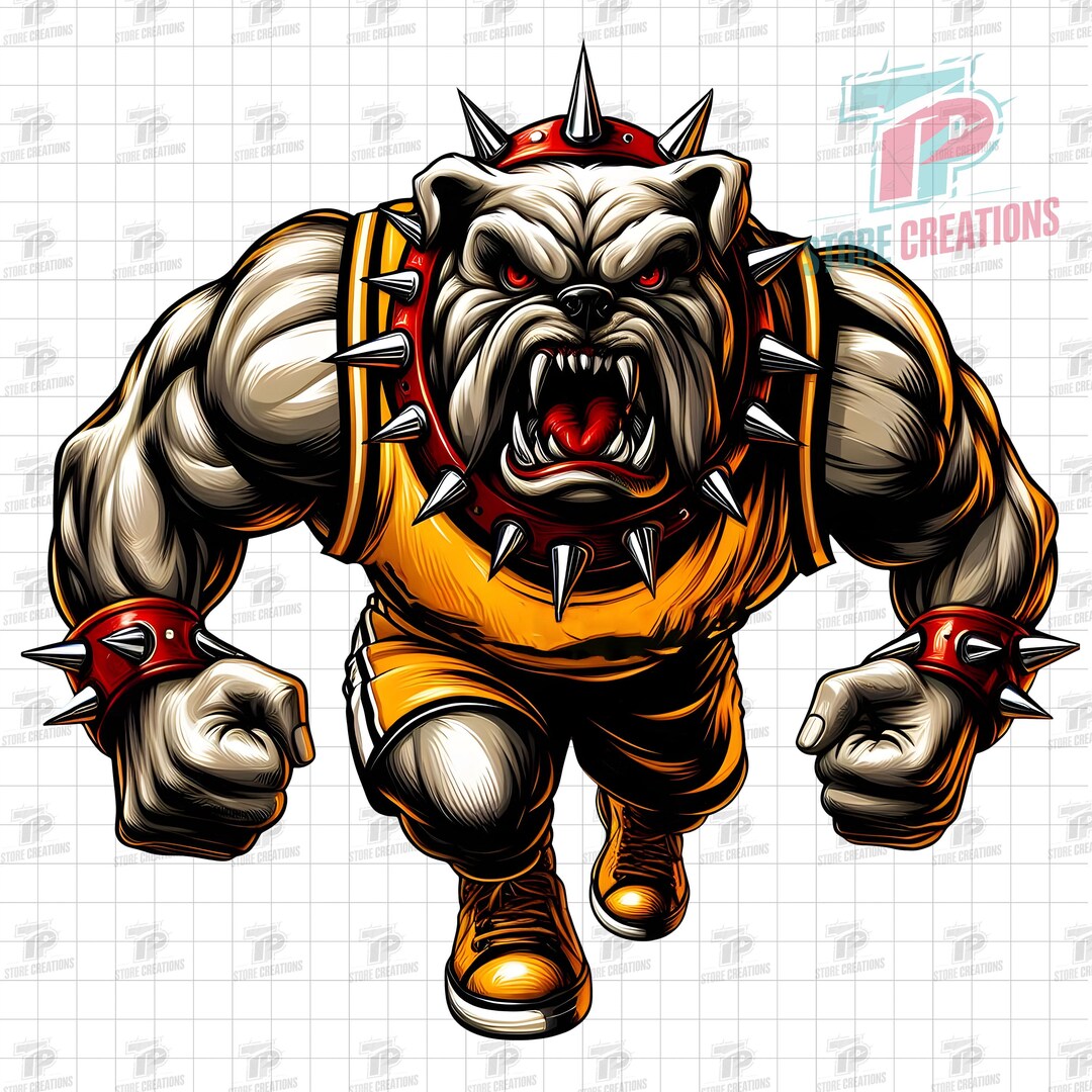 Fierce Bulldog Mascot Yellow PNG Digital Download, Bulldog Mascot ...