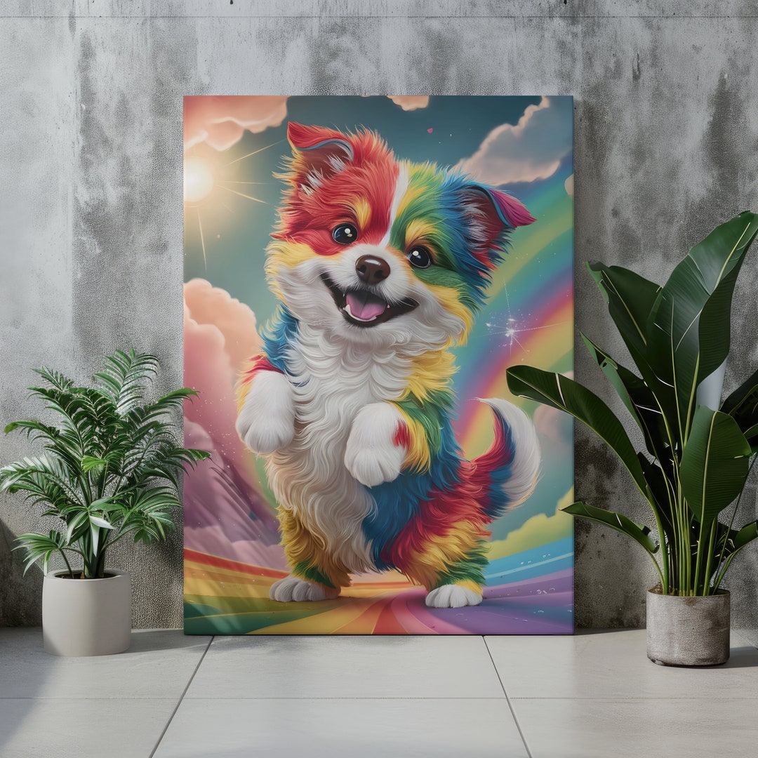 Rainbow Dogs Clipart, Funny Dog Clipart, Dog Wall Decor, Colorful Dog ...