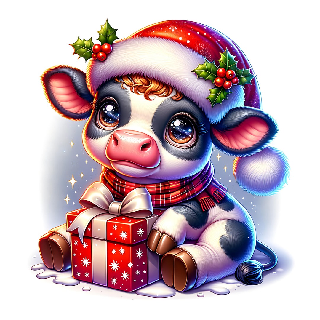 Cute Animal Christmas Clipart - Set of 13, Merry Christmas Detailed ...