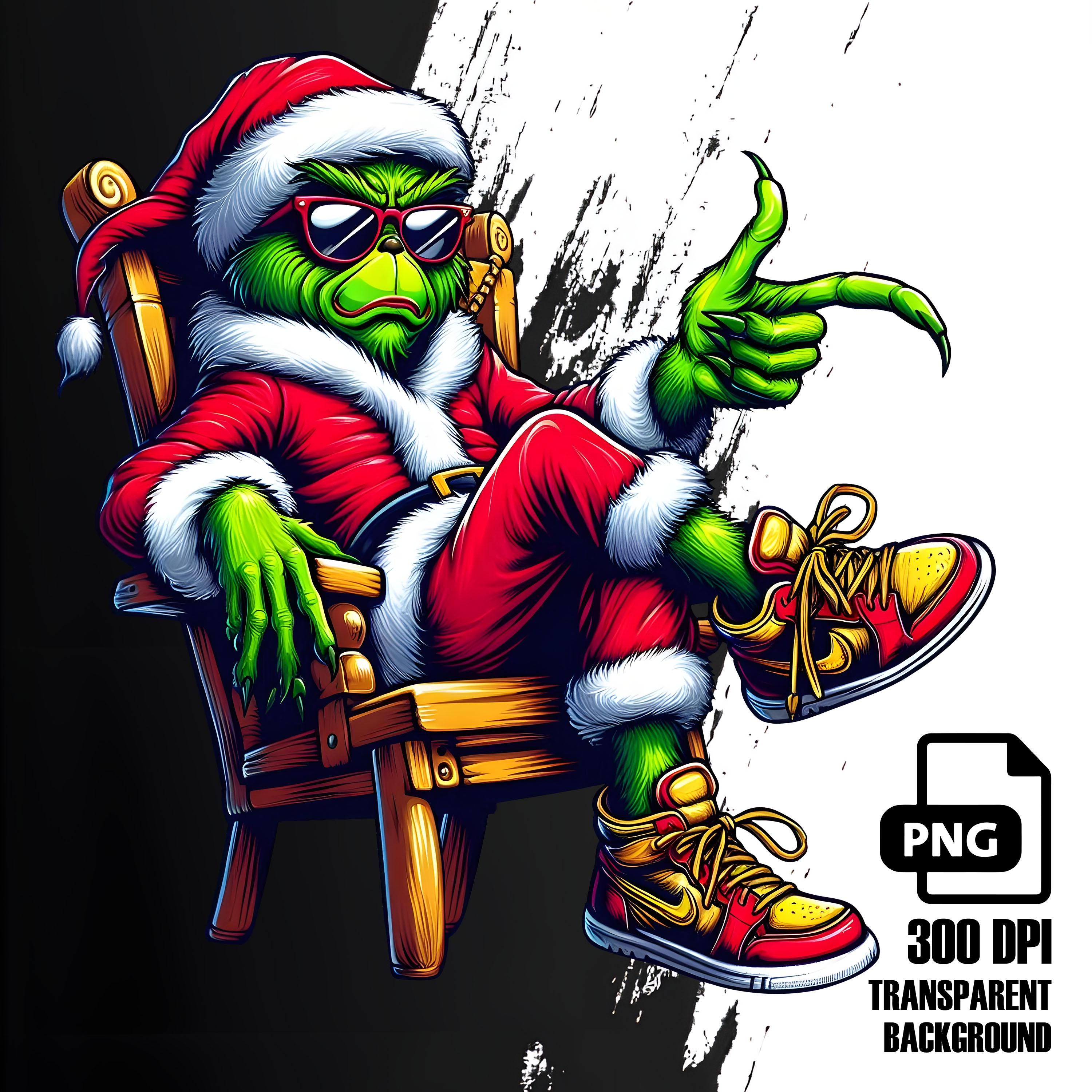 Cool Santa Grinch in Sneakers PNG – Christmas Digital Art, Grinch in ...