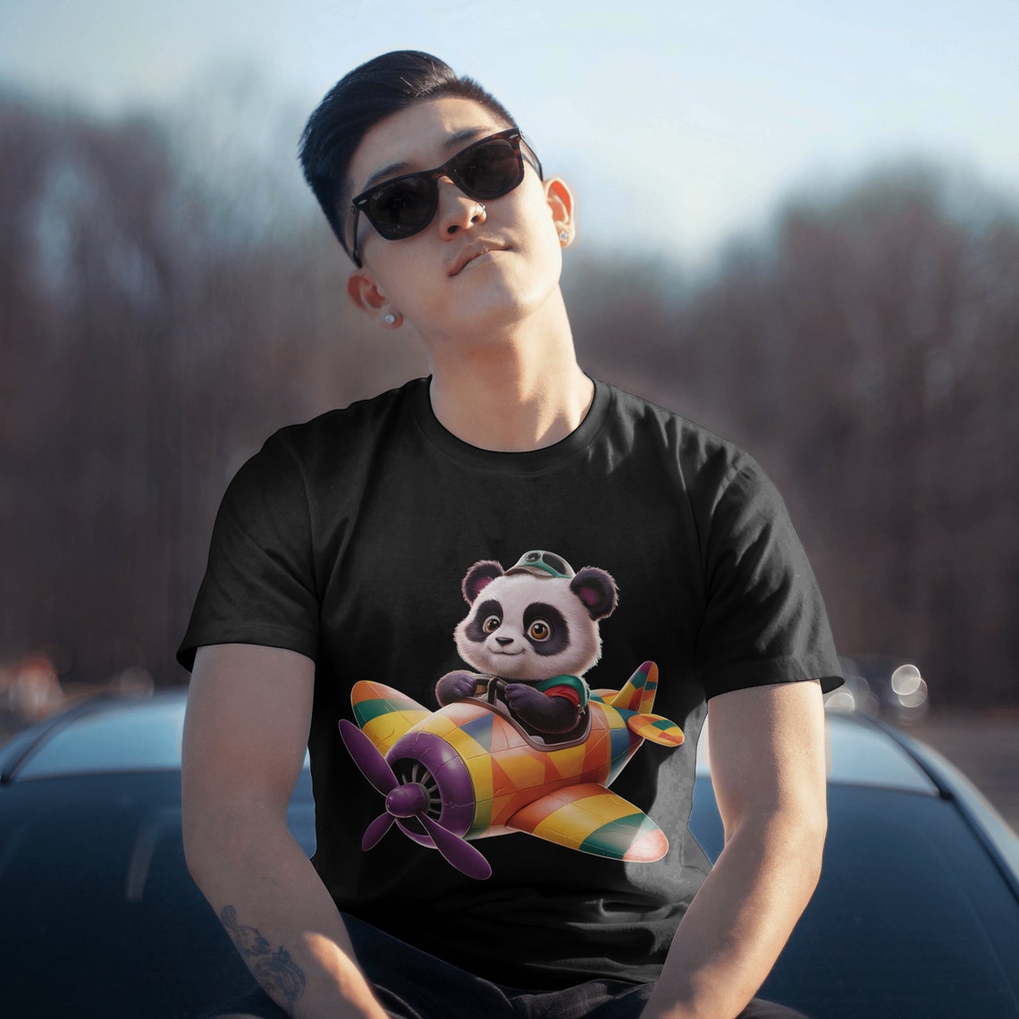 Panda Flying Plane Png, Cartoon Panda Digital Png, Cute Animal Pilots ...