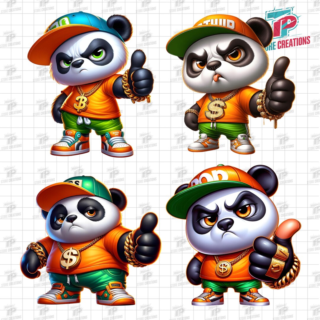 Panda Hip Hop Gangster - Cool Streetwear PNG Design, Gangster Panda Png ...