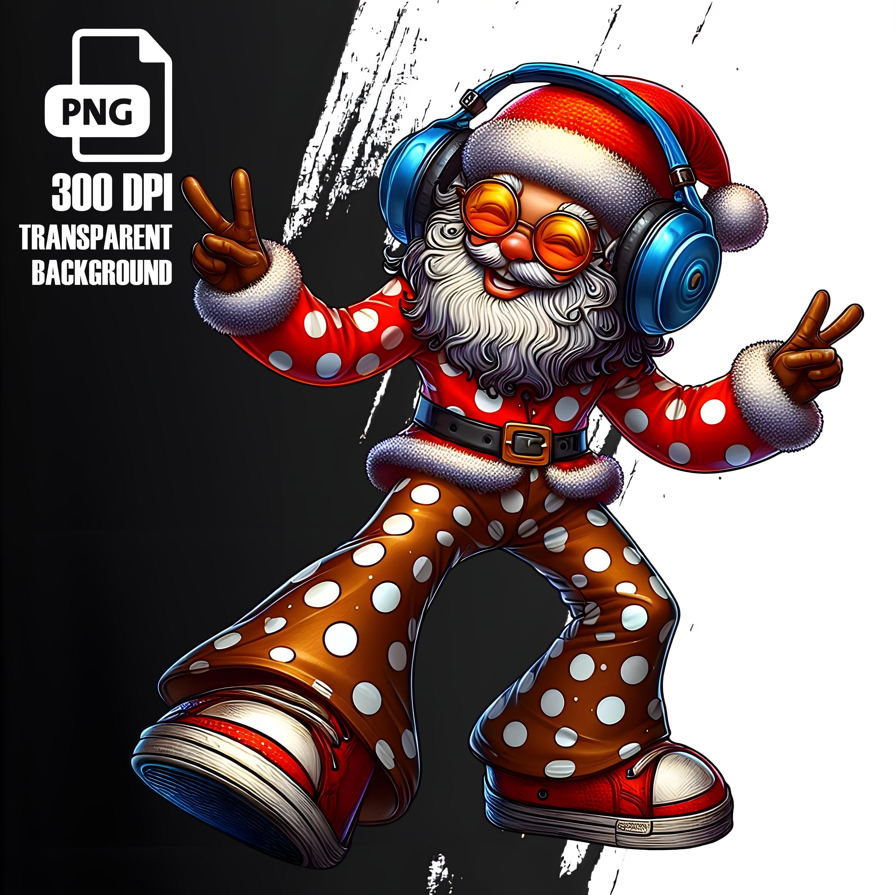 Retro Disco Santa Digital Art PNG, Groovy Christmas Clipart, Funky ...