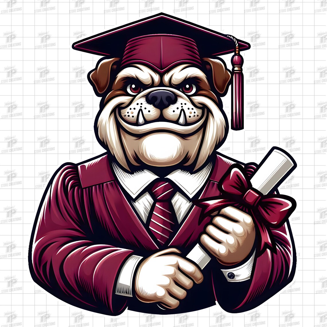 Bulldog Mascot Graduation PNG, Maroon Bulldog Mascot Artwork ...