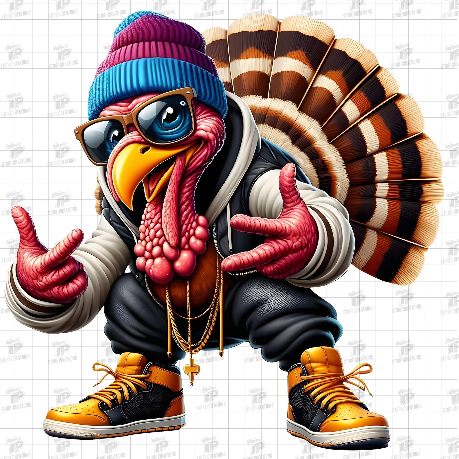 Hip Hop Turkey PNG - Cool Thanksgiving Turkey in Streetwear Png, Urban ...