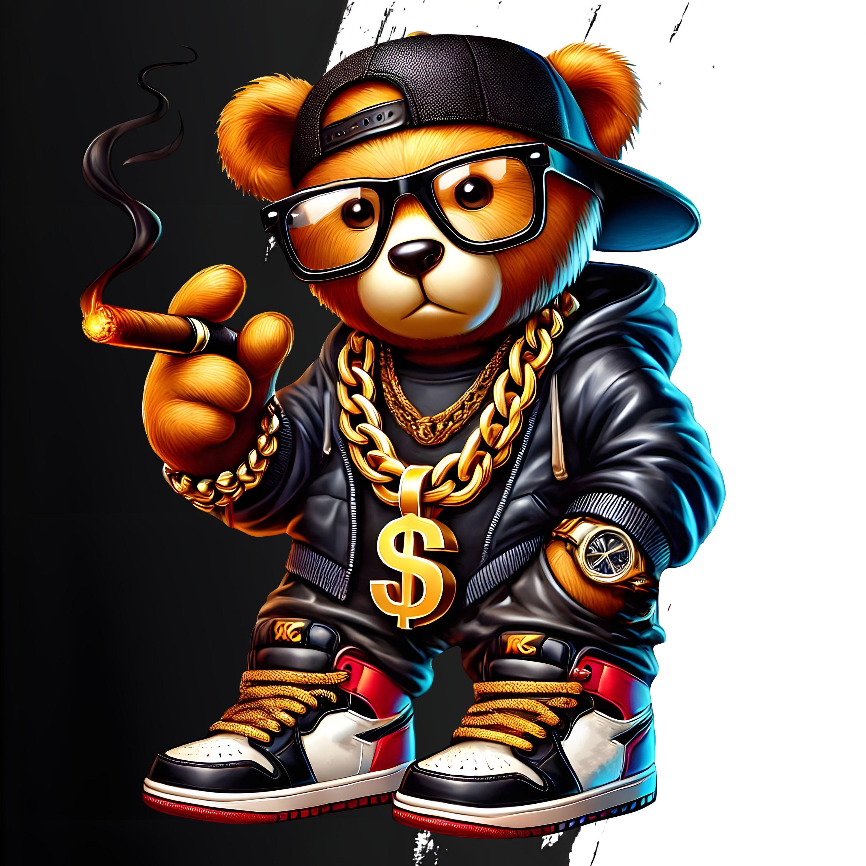 Gangster Bear PNG, Hip Hop Teddy Bear Png, Rich Gangster Teddy Bear Png ...