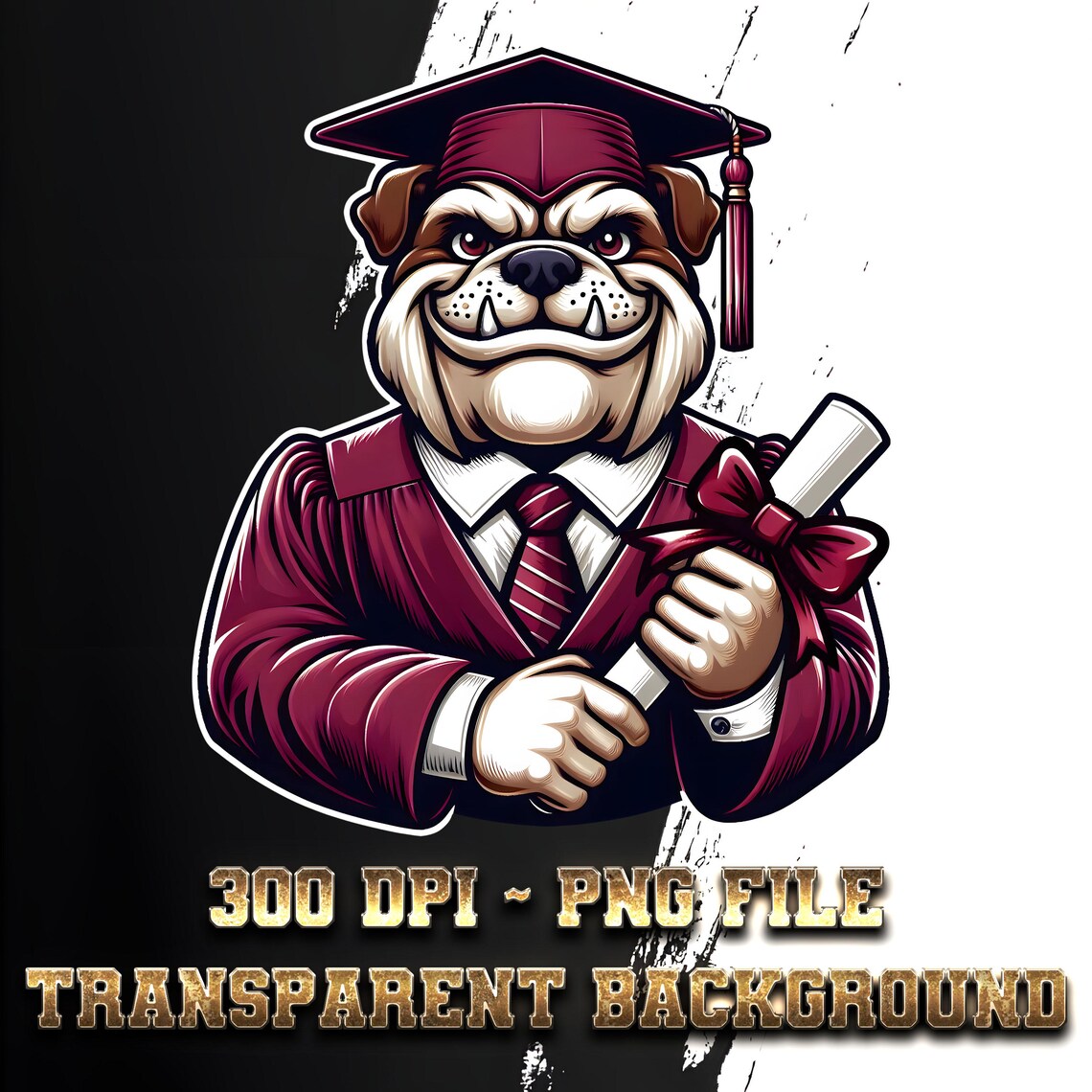 Bulldog Mascot Graduation PNG, Maroon Bulldog Mascot Artwork ...
