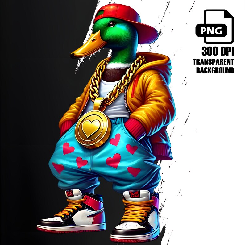 Gangster Duck PNG, Cool Duck PNG, Streetwear Duck, Cartoon Duck, Duck ...