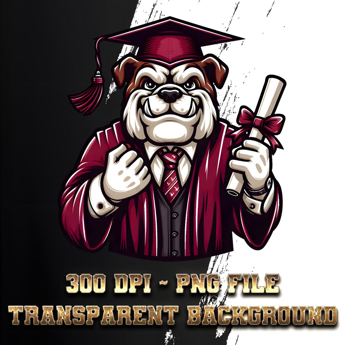Bulldog Mascot Graduation PNG, Maroon Bulldog Mascot Artwork ...