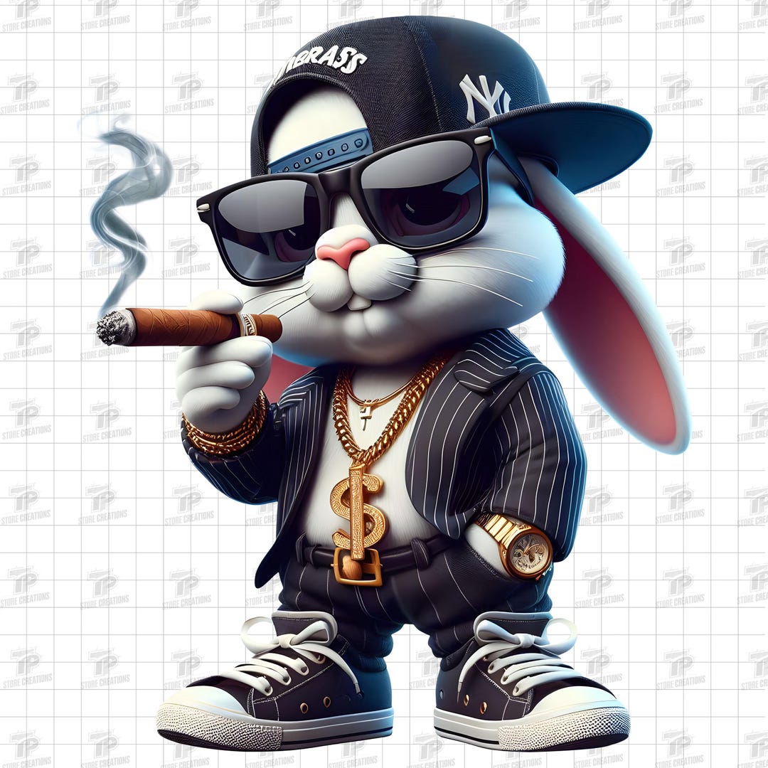 Cool Gangster Rabbit Smoking Cigar PNG, Hip Hop Street Art Cartoon ...