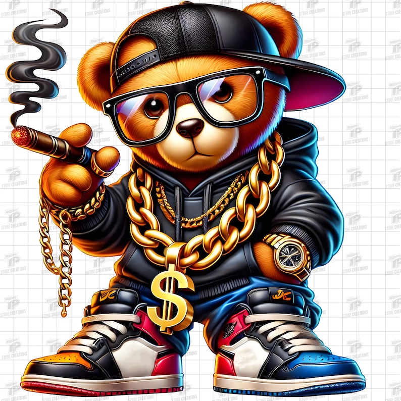 Gangster Bear PNG, Hip Hop Teddy Bear Png, Rich Gangster Teddy Bear Png ...