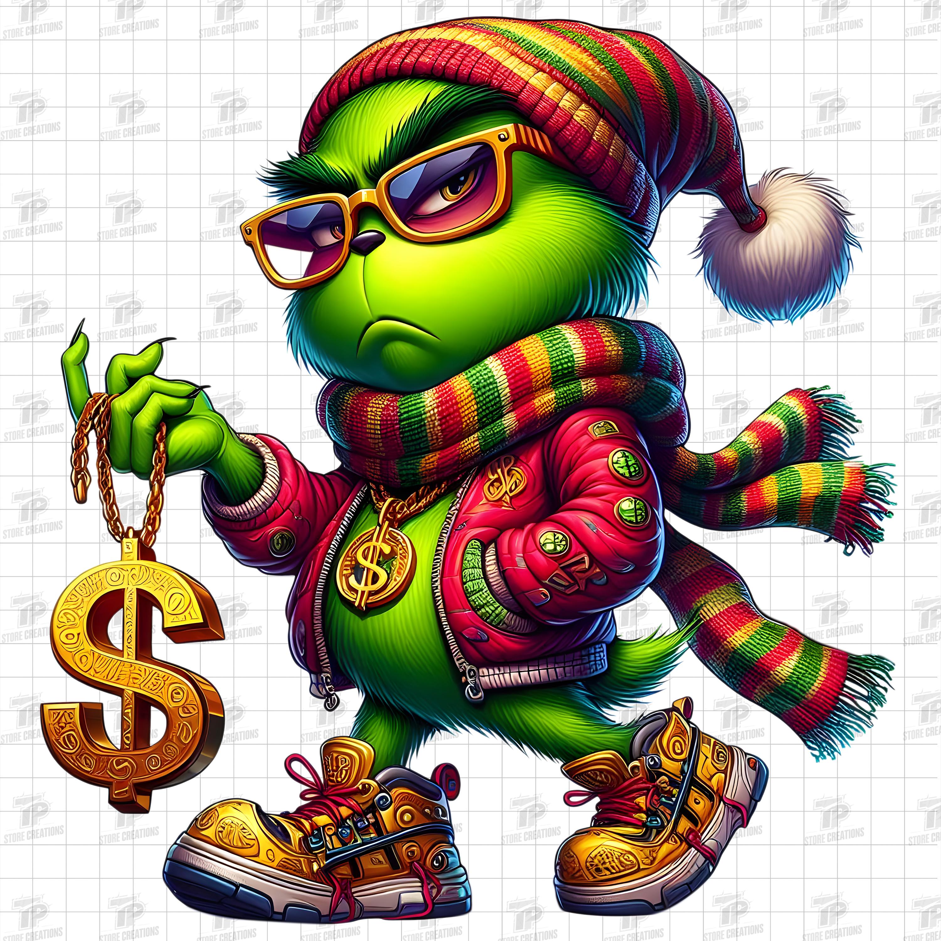 Urban Grinch Png, Grinch Hip Hop Christmas PNG, Cool Grinch Png, Grinch ...
