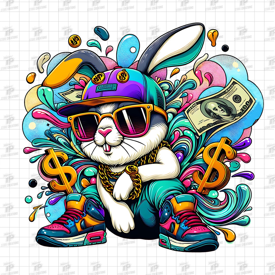 Rich Gangster Bunny Png, Urban Sublimation Design, Streetwear Rabbit ...