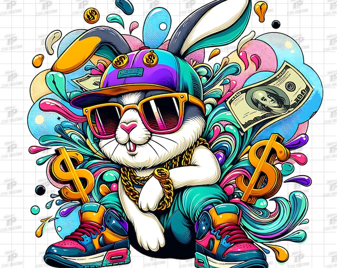 Hip Hop Bunny PNG, Streetwear Png, Cool Rabbit Digital Download, Urban ...