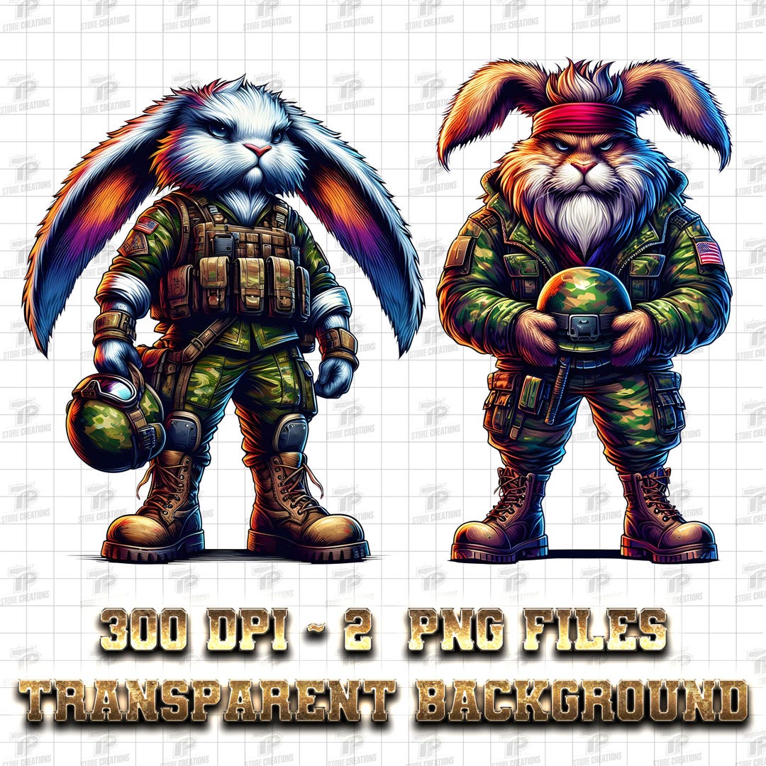 Memorial Day Bunny PNG in Military Uniform, Patriotic Soldier Rabbit ...