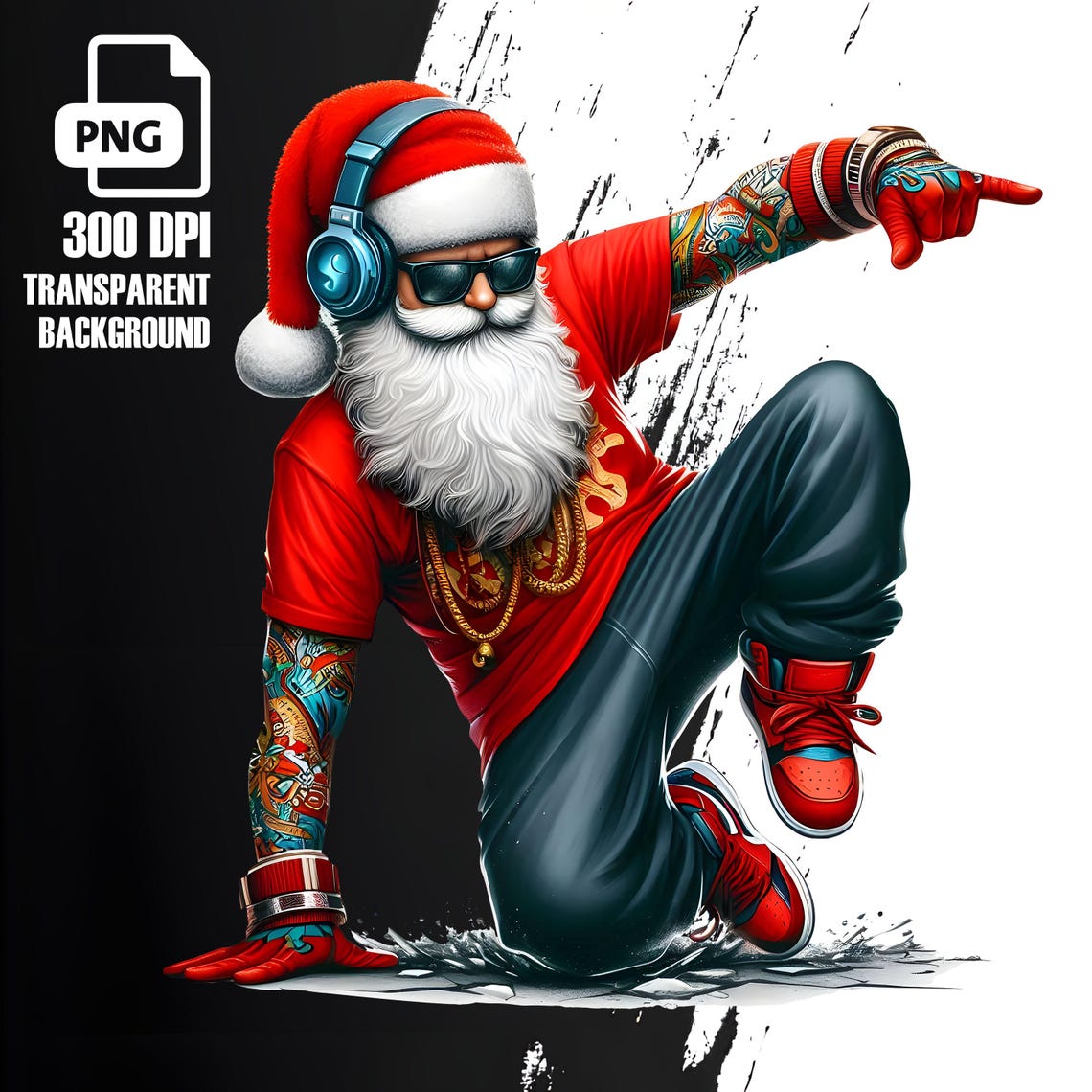 Hip Hop Santa PNG, Urban Santa Png, Streetwear Santa Png, Cool Santa ...