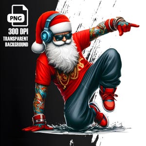 Hip Hop Santa PNG, Urban Santa Png, Streetwear Santa Png, Cool Santa ...