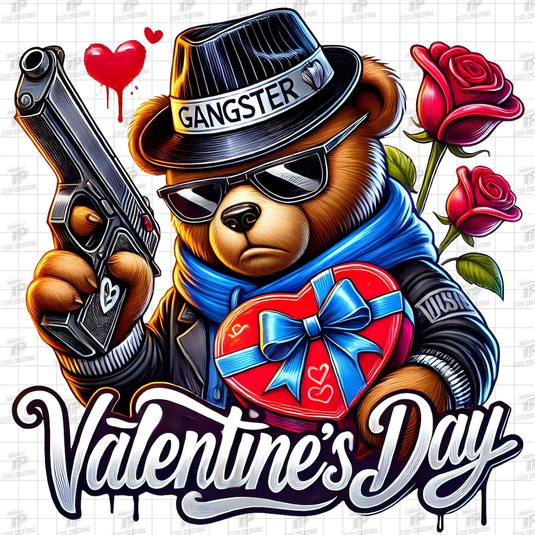 Valentine's Day Gangster Bear PNG, Bad Boy Teddy Digital File, Love ...