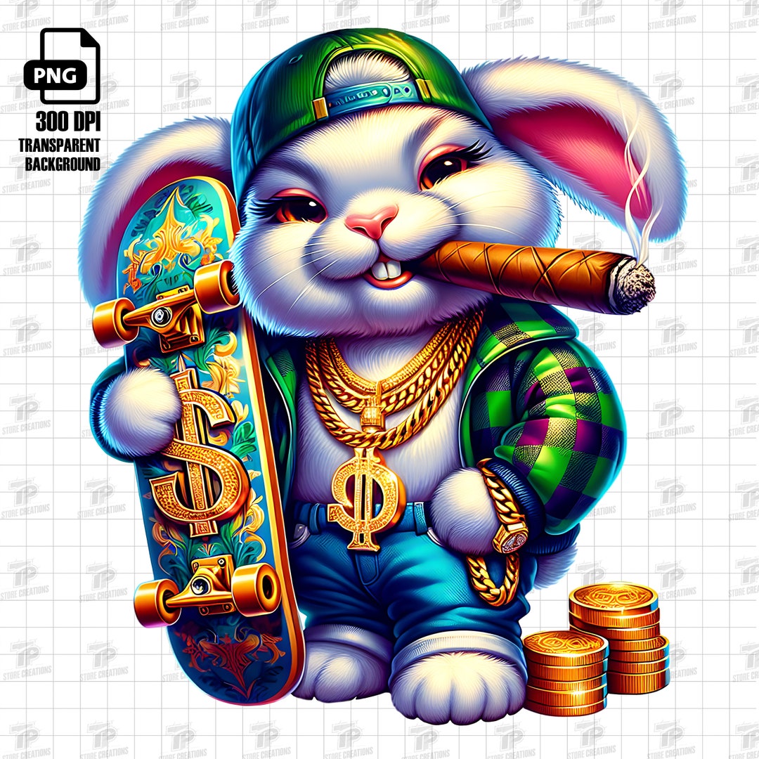 Rich Gangster Bunny Smoking Cigar Png, Rich Gangster Bunny Png ...