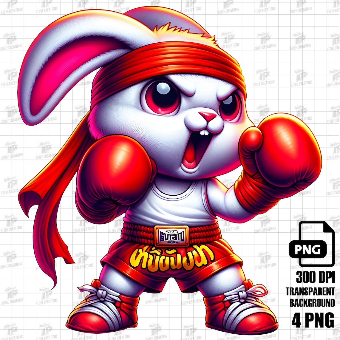 Cute Muay Thai Boxing Bunny Digital Png, Adorable Rabbit in Boxing ...