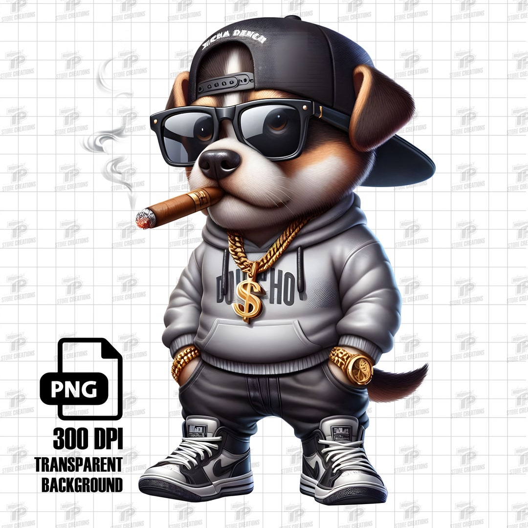 Rich Gangster Dog Smoking Cigar Png, Rich Gangster Dog Png, Streetwear ...
