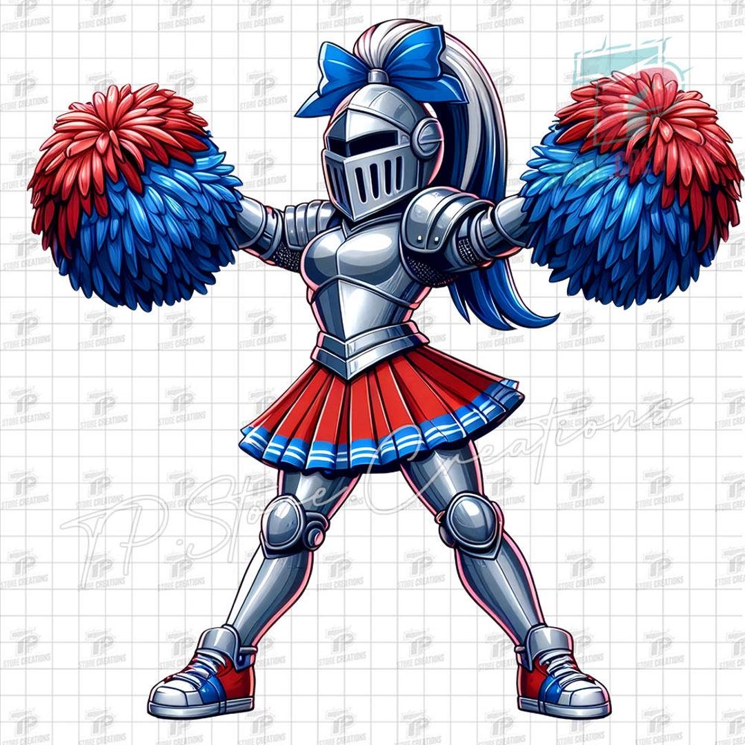 Knights Cheerleader PNG, Red Blue Girl Knight Mascot Design, Knight ...
