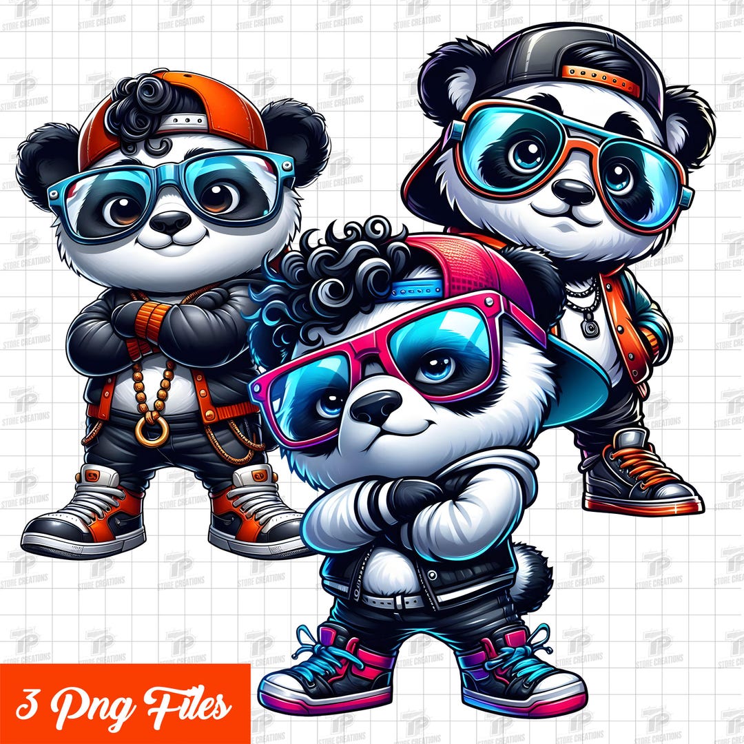 Cute Streetwear Panda Png, Urban Sublimation Design, Hip Hop Panda Png ...