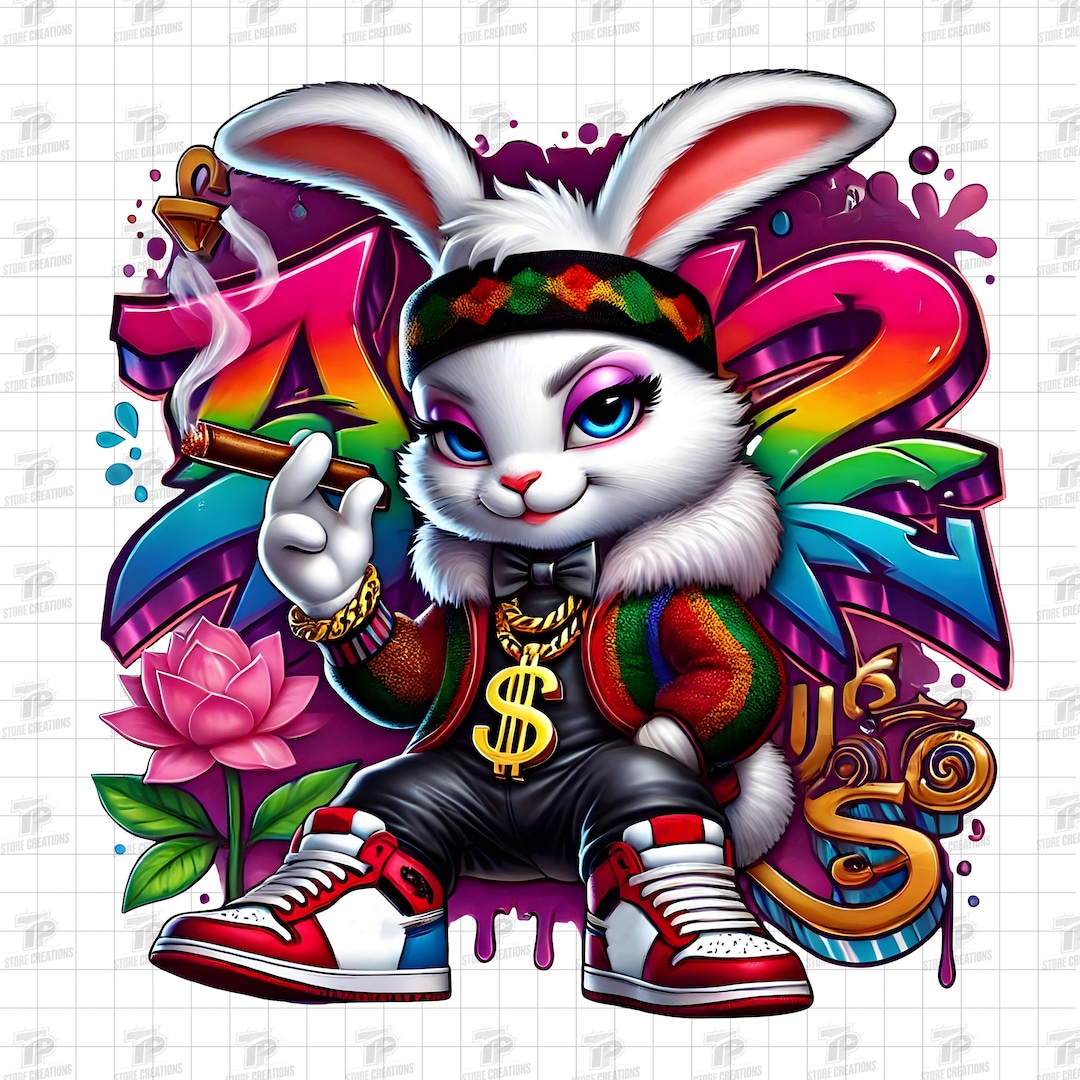 Cool Gangster Rabbit Smoking Cigar, Hip Hop Rabbit Png, Stylish Urban ...