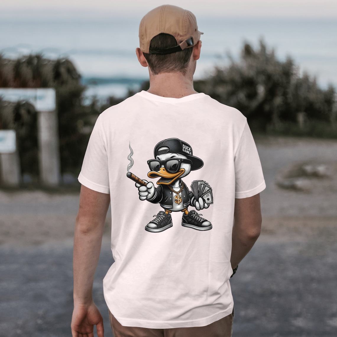 Cool Gangster Duck Smoking Cigar, Hip Hop Street Art Cartoon Duck Hold ...