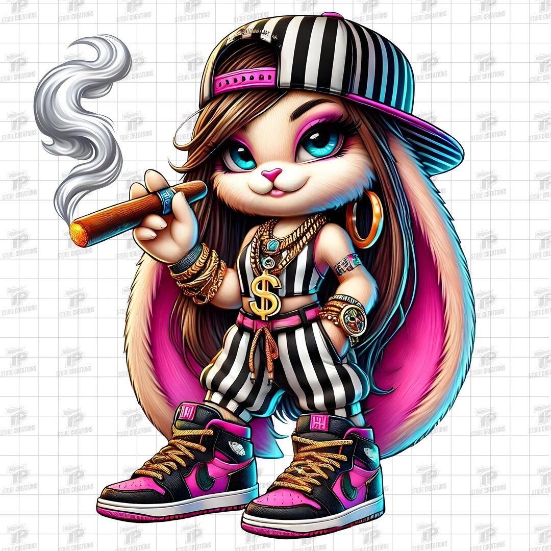 Bad Bunny Png, Cool Gangster Bunny Smoking Cigar, Hip Hop Rabbit Png ...