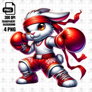 Cute Muay Thai Boxing Bunny Digital Png, Adorable Rabbit in Boxing ...