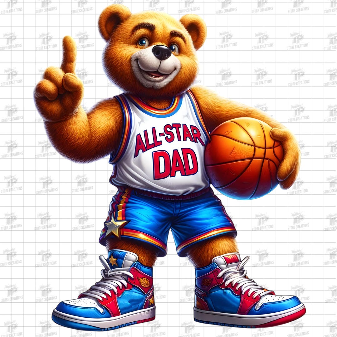 All-star Dad Teddy Bear PNG With Basketball, Basketball Teddy Bear Png ...