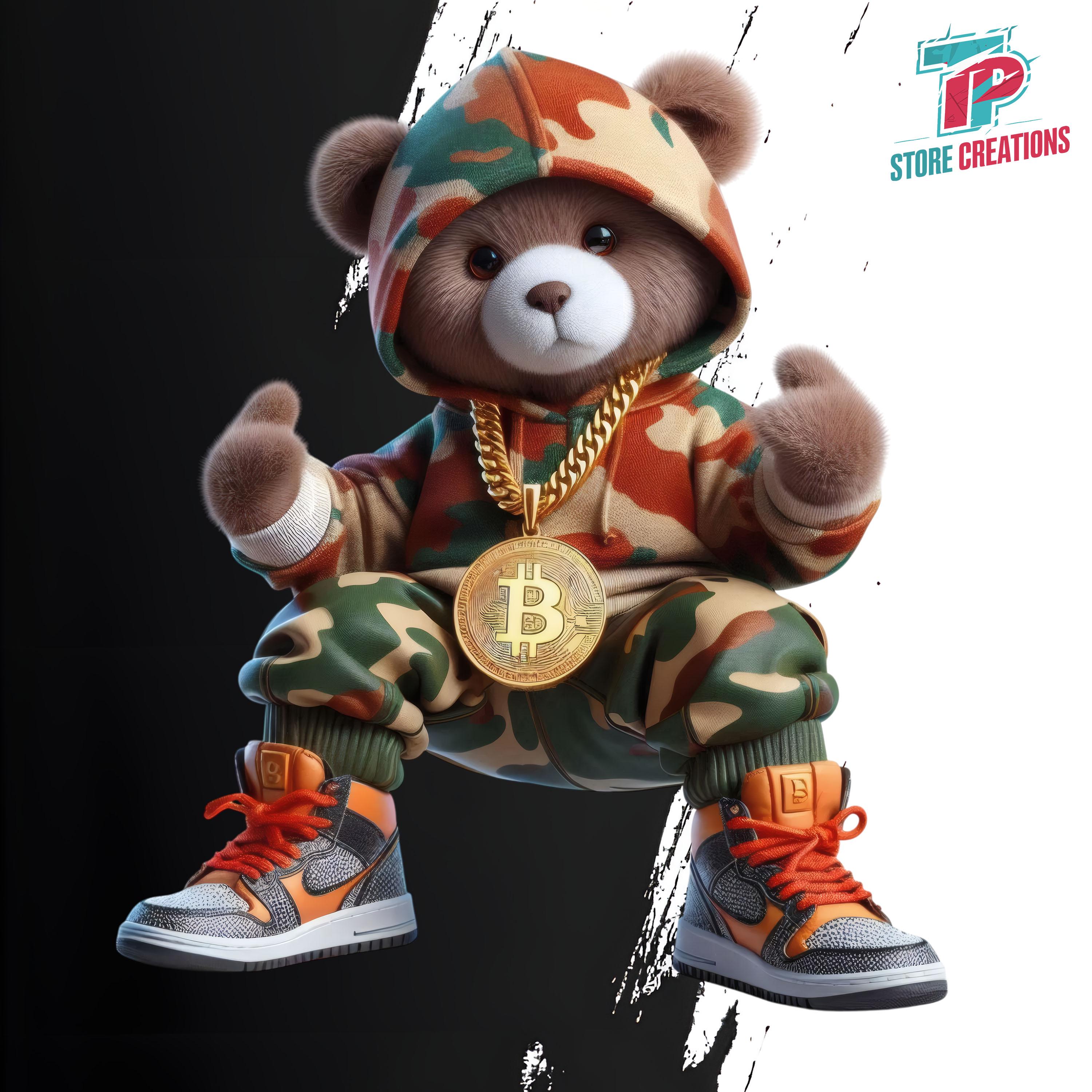 Streetwear Teddy Bear PNG, Camo Teddy Bear PNG, Hip Hop Teddy Bear PNG ...