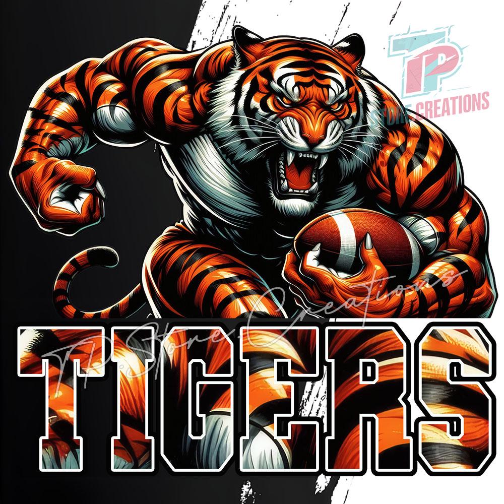 Tiger Football Mascot PNG, Tiger Shirt Design, Tiger School Spirit ...